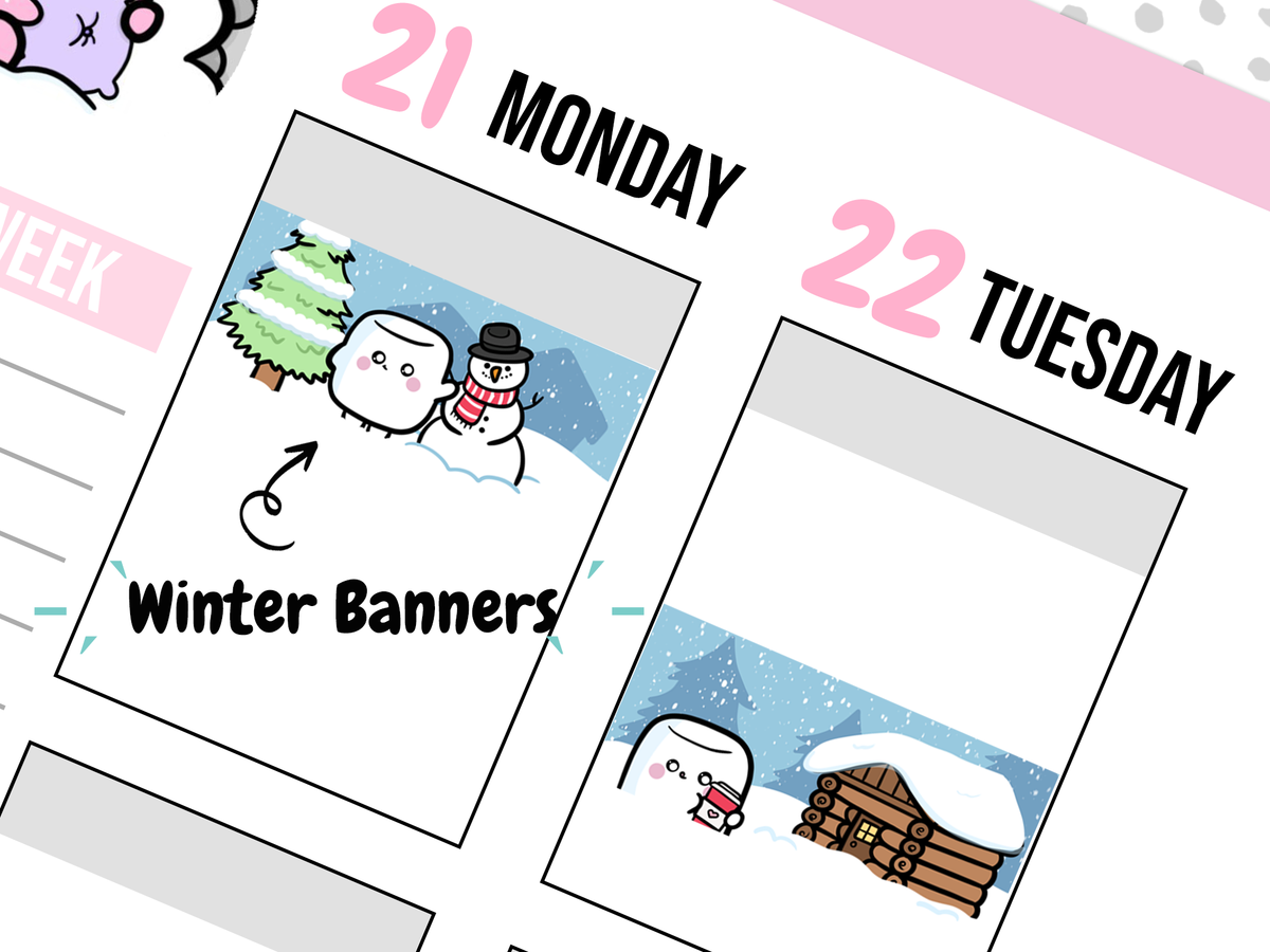 Tripp Winter Banners – Lahlaland - Printable Planner Stickers
