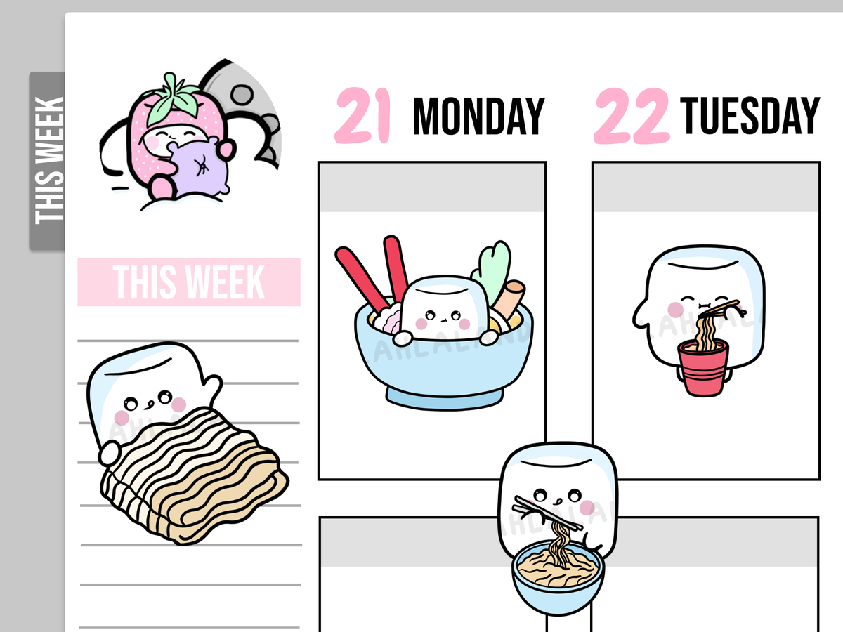 Noodle Stickers - Tripp – Lahlaland - Printable Planner Stickers