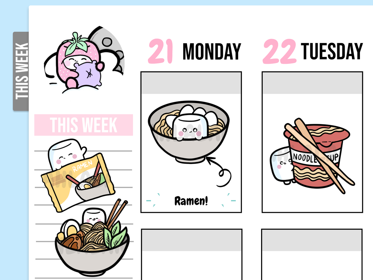 Tripp Ramen Stickers – Lahlaland - Printable Planner Stickers