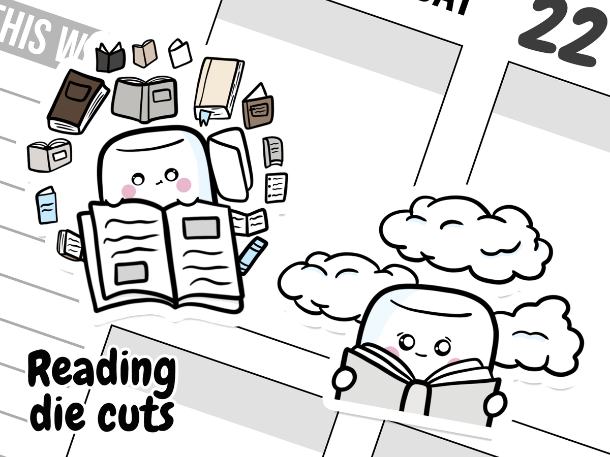 Tripp Reading Die Cut Stickers – Lahlaland - Printable Planner Stickers