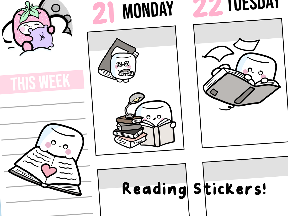 Tripp Reading Stickers – Lahlaland - Printable Planner Stickers
