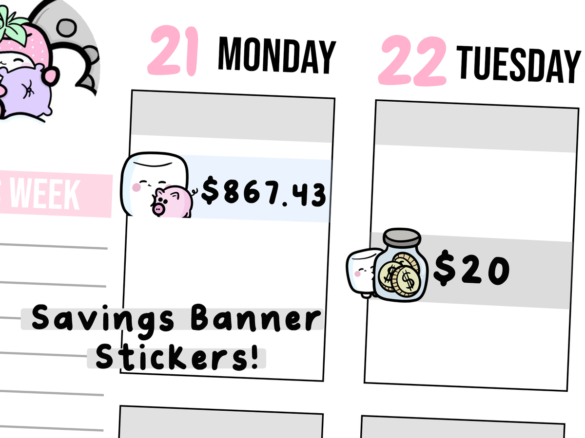 Tripp Savings Banners – Lahlaland - Printable Planner Stickers