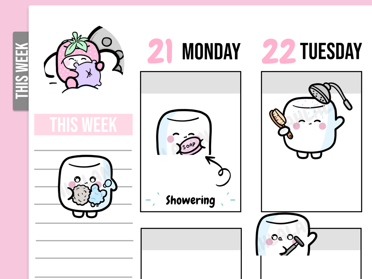 Tripp Showering Stickers – Lahlaland - Printable Planner Stickers