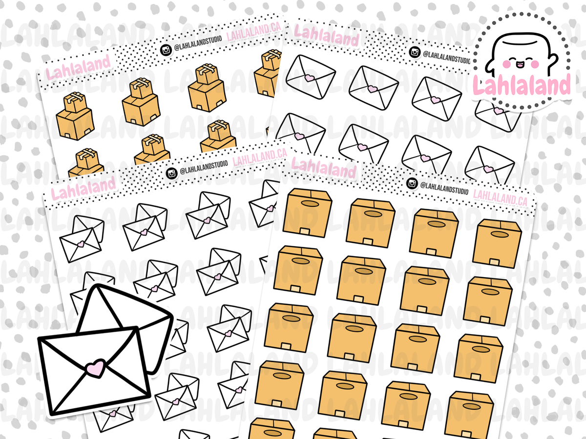Happy Mail - Doodle Icons – Lahlaland - Printable Planner Stickers