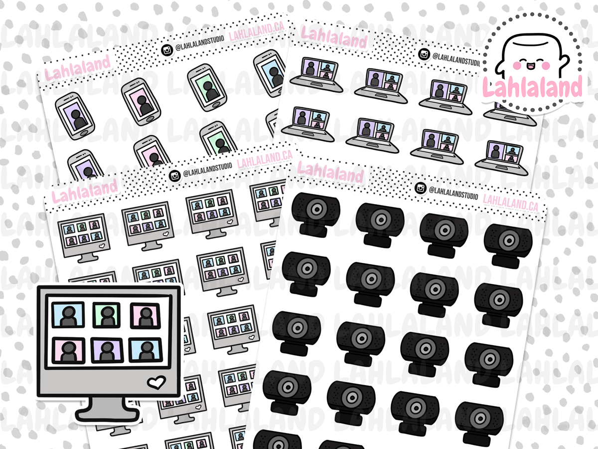 Zoom Meeting - Doodle Icons – Lahlaland - Printable Planner Stickers