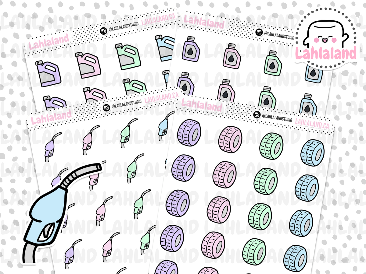 Car Maintenance - Doodle Icons – Lahlaland - Printable Planner Stickers