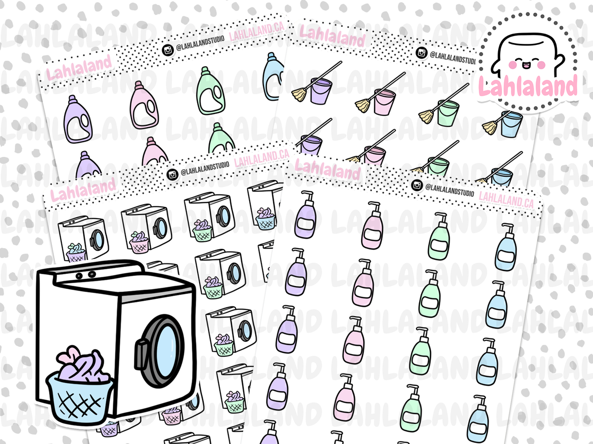 Cleaning - Doodle Icons – Lahlaland - Printable Planner Stickers