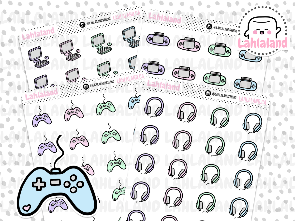Gaming - Doodle Icons – Lahlaland - Printable Planner Stickers