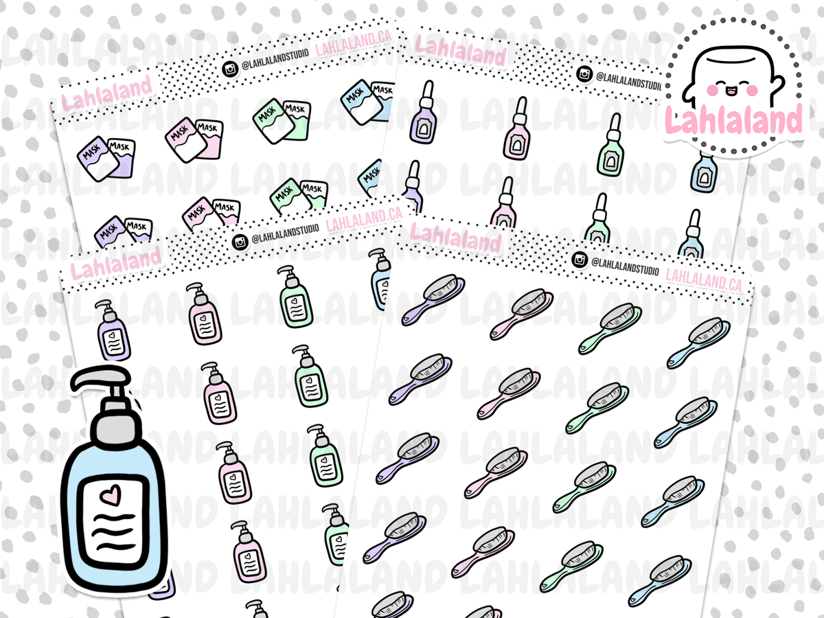 Self Care - Doodle Icons – Lahlaland - Printable Planner Stickers